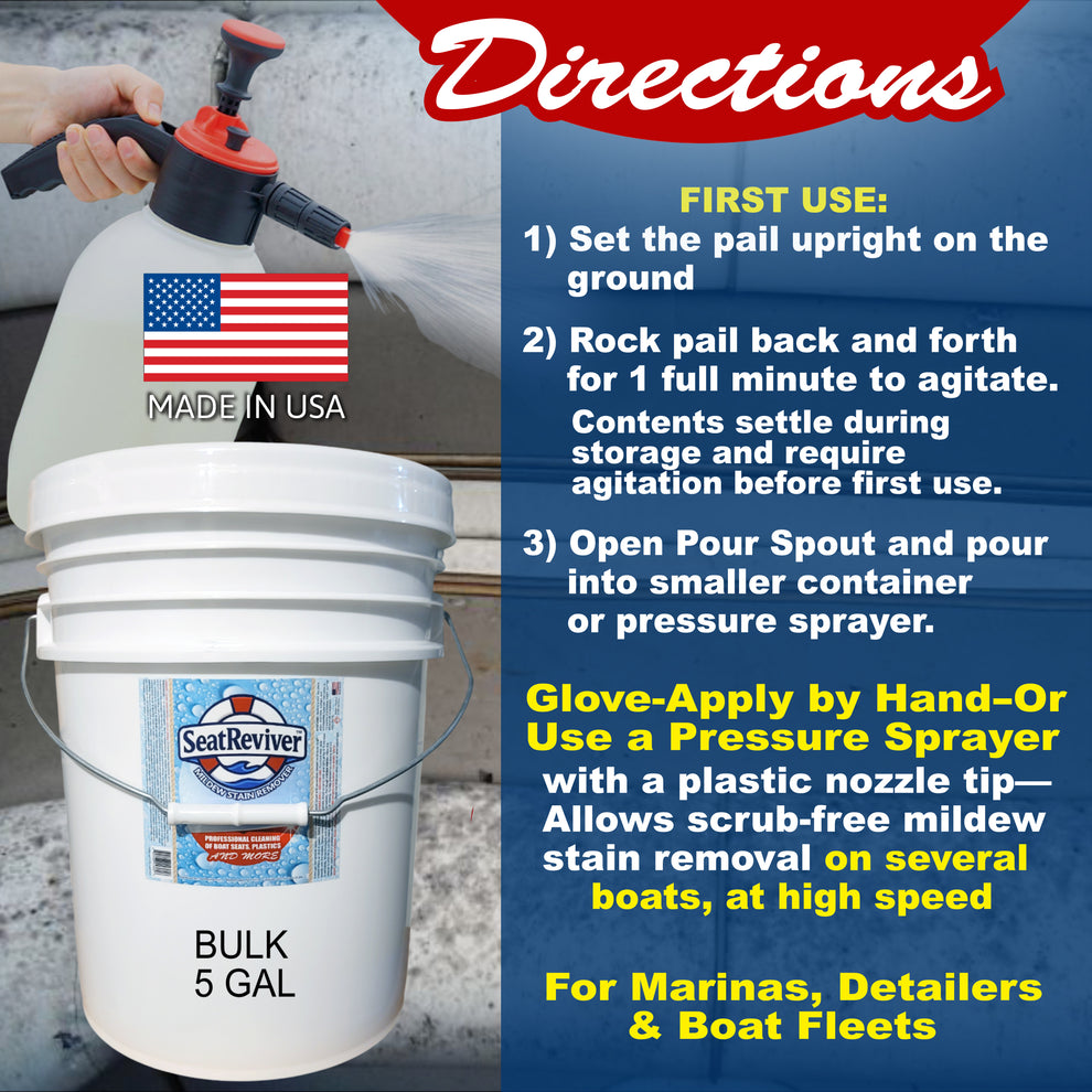 Seat Reviver® Marine Mold & Mildew Stain Remover, 5 Gallon Bulk, Light