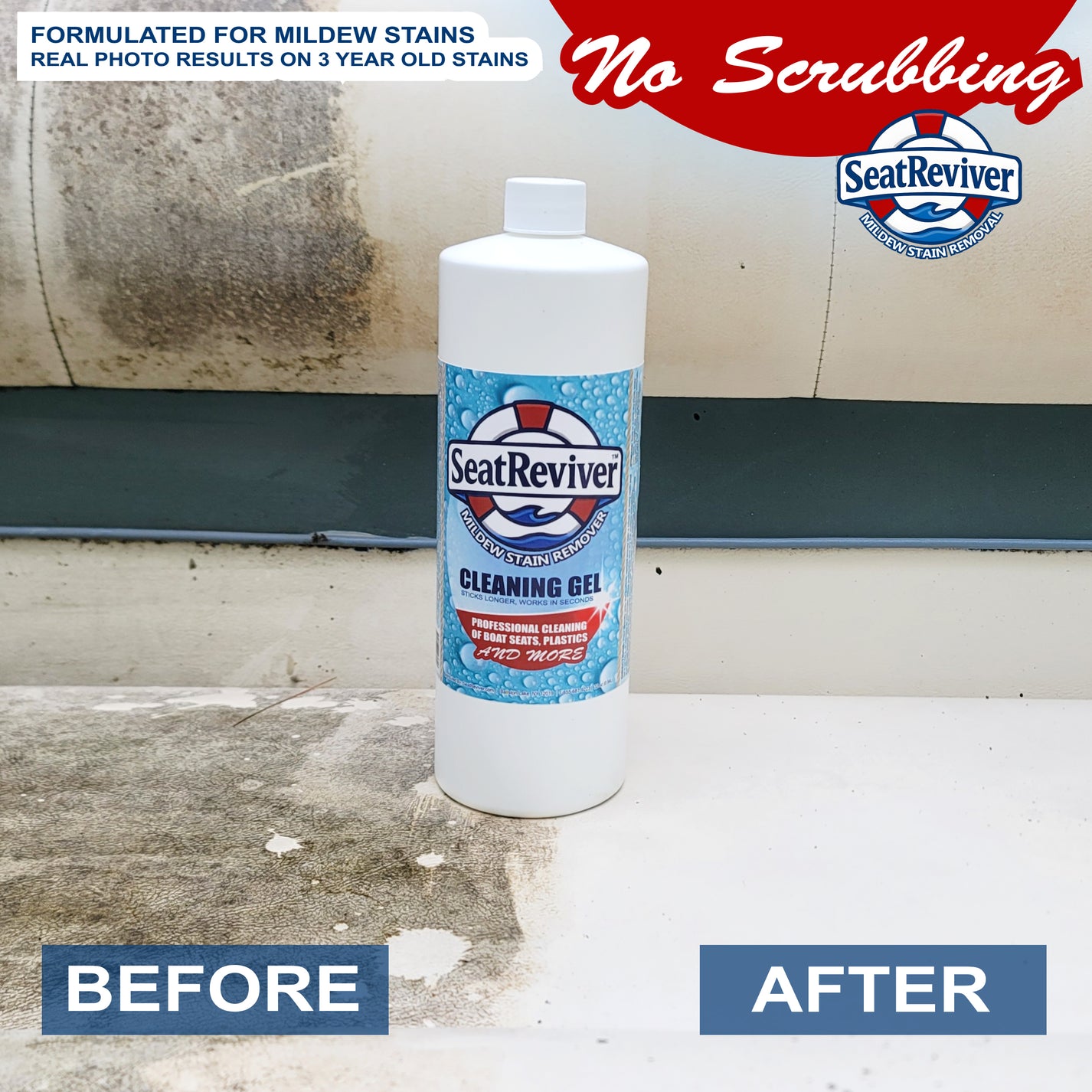 Seat Reviver® Marine Mildew Stain Remover Cleaning Gel | For Boat Seat